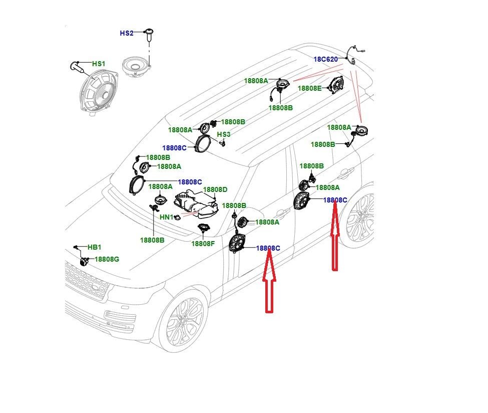 Lr078623 lr047991 lr033288 c2d23735 woofer hoparlör