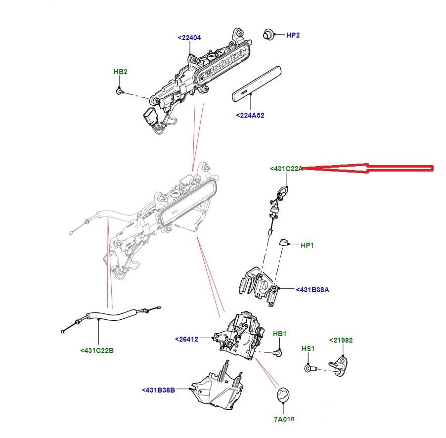 Lr093367 arka kapı dıştan açma teli velar