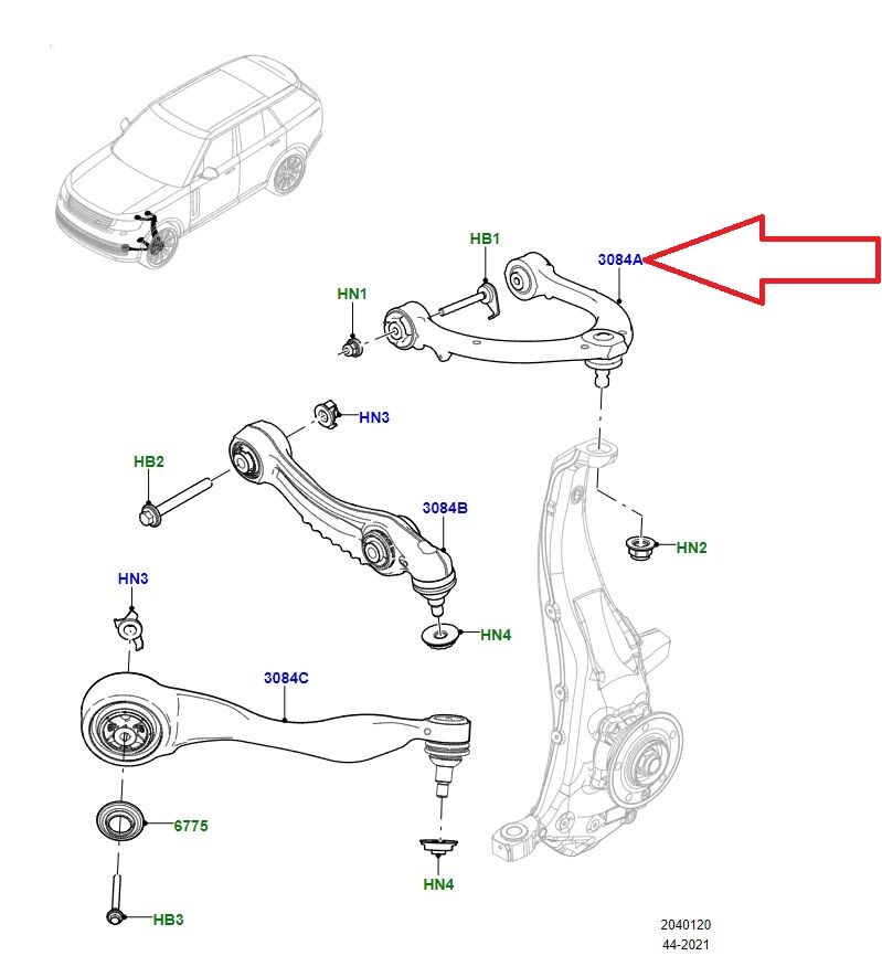 Lr152748 üst salıncak sol range rover