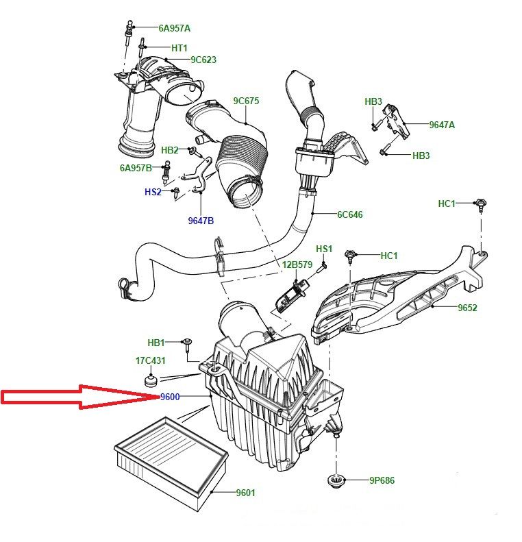 Lr053014 lr024310 hava filtre kutusu evoque sport