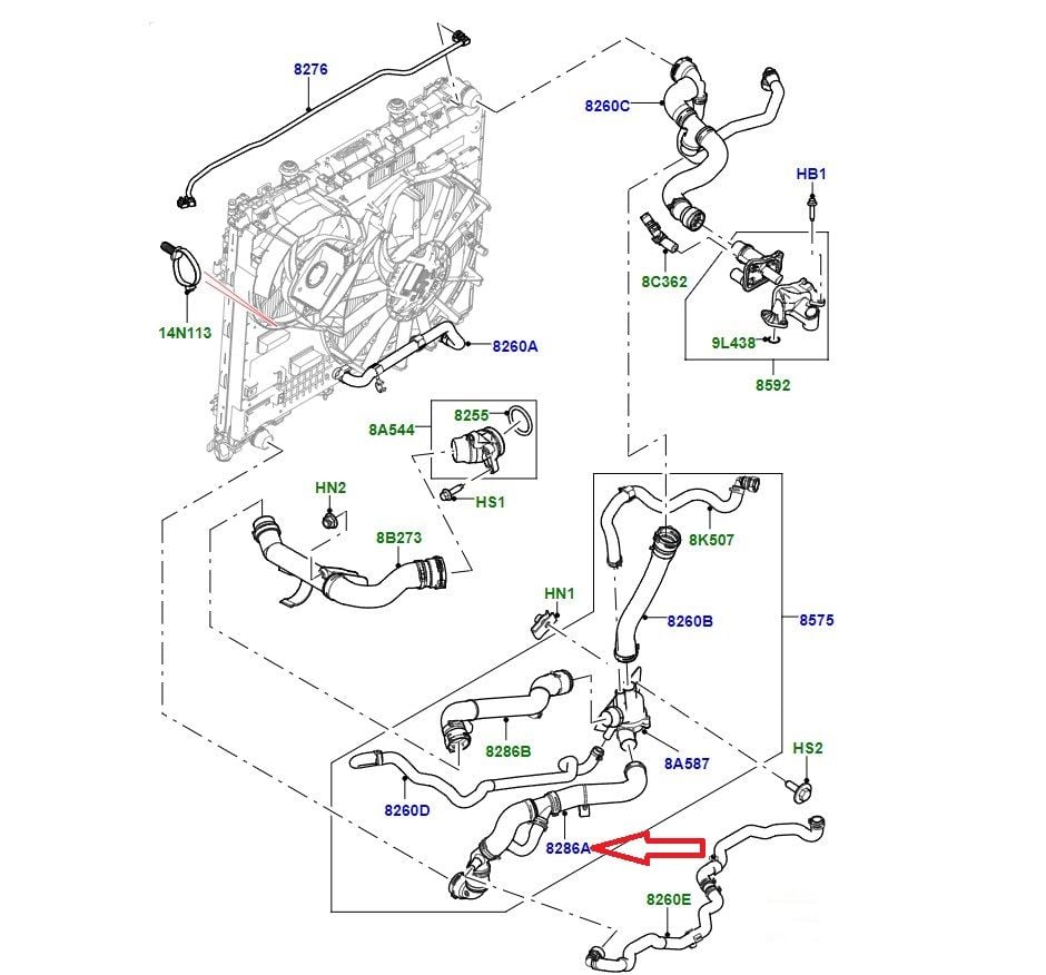 Lr081663 radyatör alt hortumu range rover