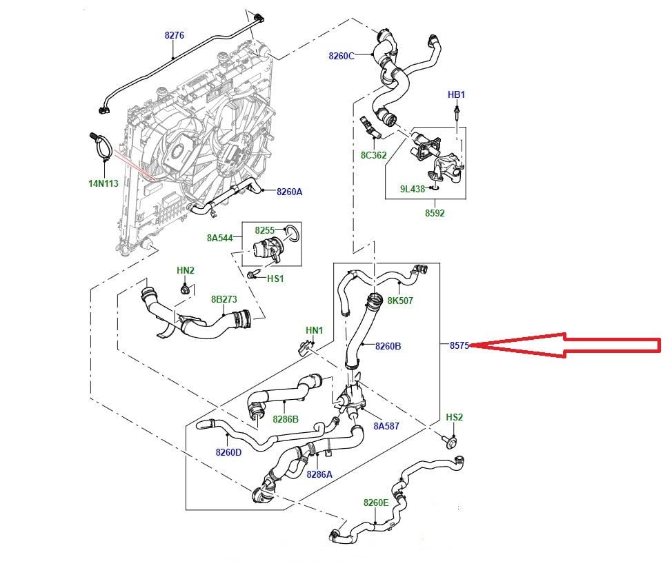 Lr082871 lr078765 lr063042 radyatör alt hortumu range rover