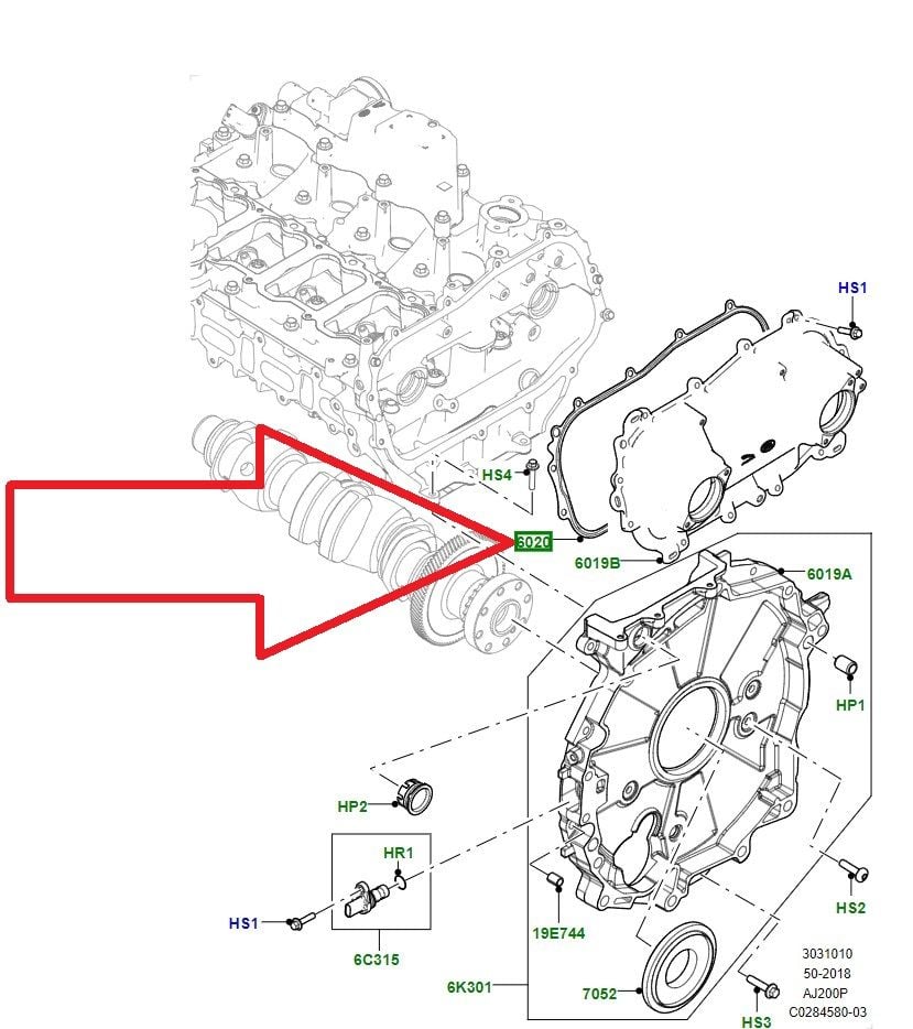 Lr091809 jde38617 triger zinciri kapağı contası 2.0 benzinli