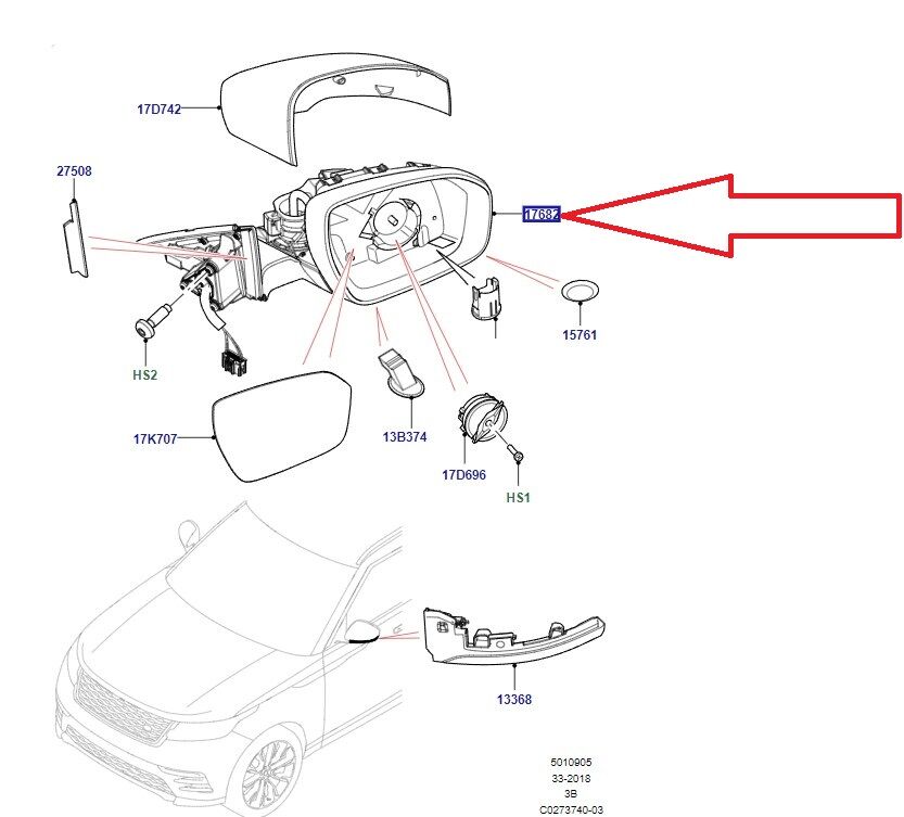 Lr093168 ayna sol range rover velar