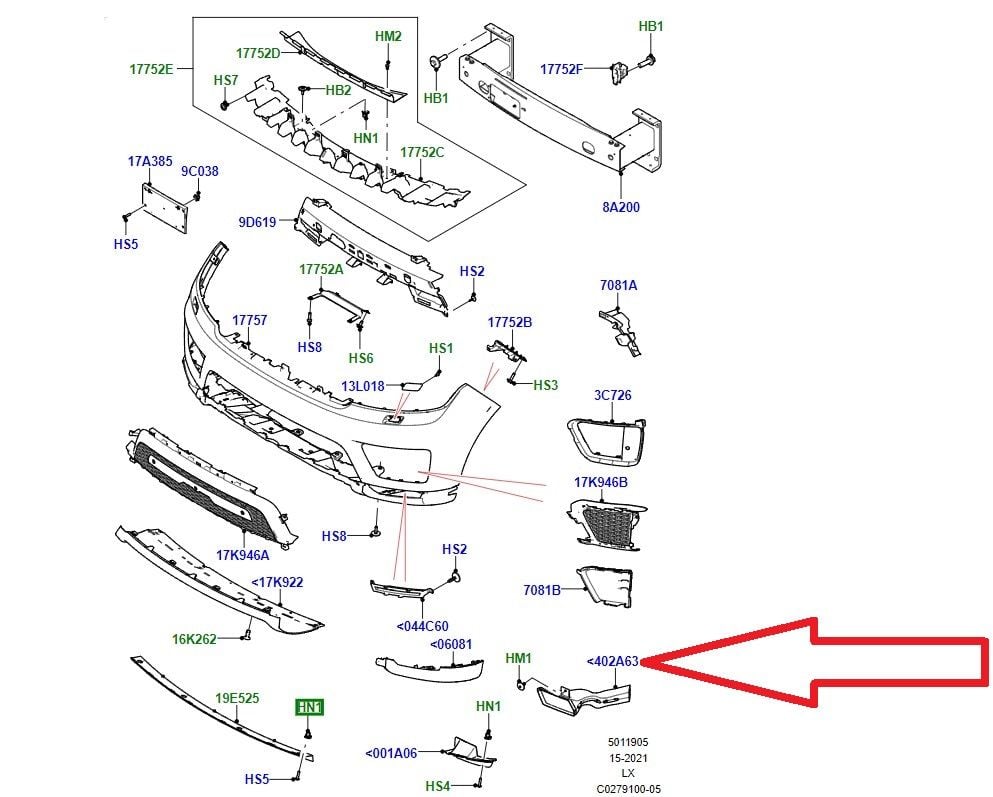 Lr098595 ön sağ fren kaliperi soğutma hava kanalı