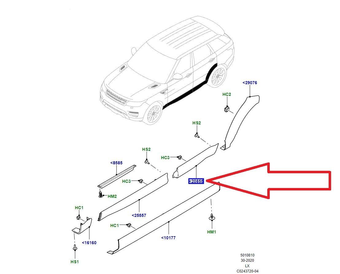 Lr125993 sol arka kapı kaplaması range rover sport