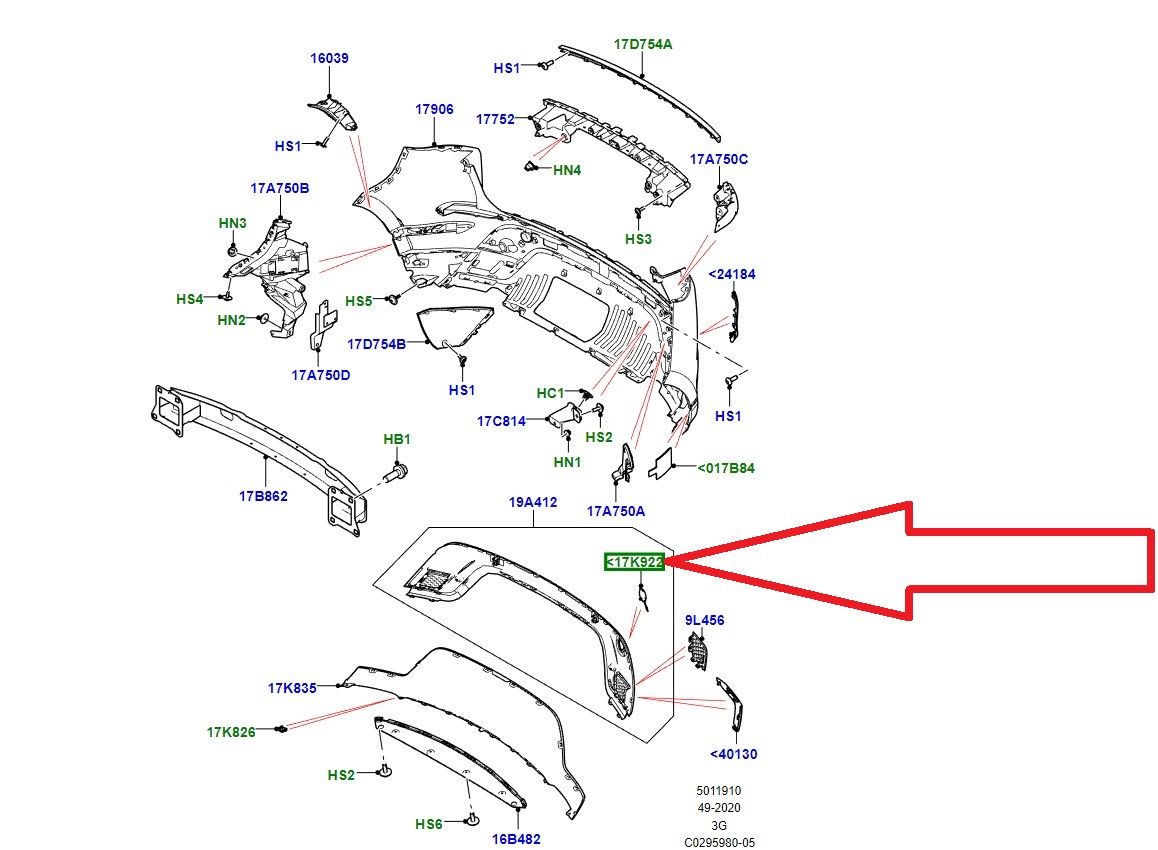 Lr128233 çeki kapağı arka tampon range rover evoque