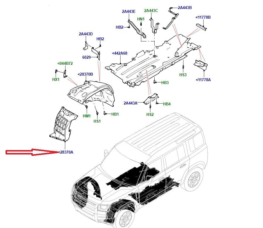 Lr129840 davlumbaz ön sol önü defender