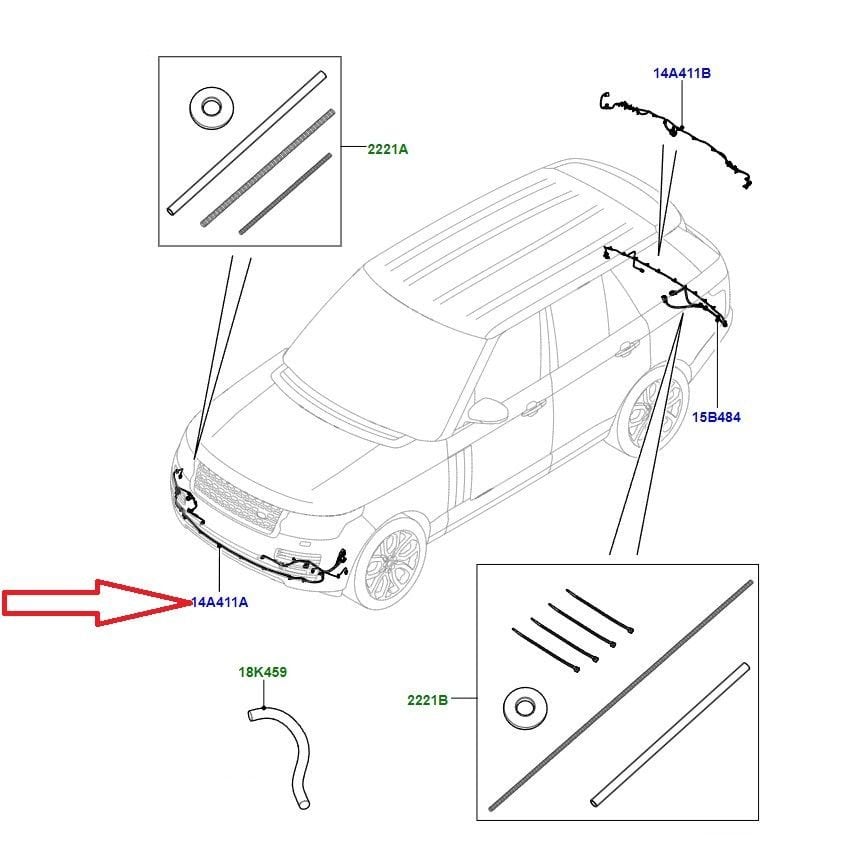 Lr133273 ön tampon kablosu range rover