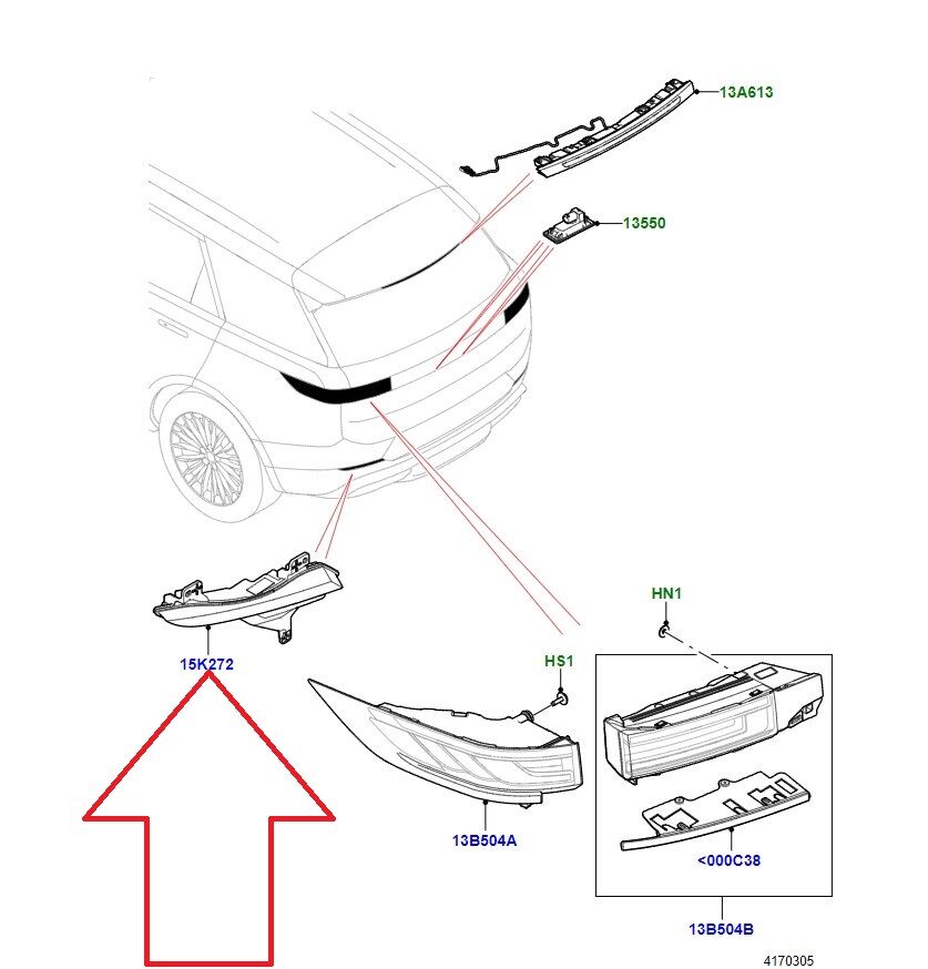 Lr167241 arka sis lambası sol range rover sport