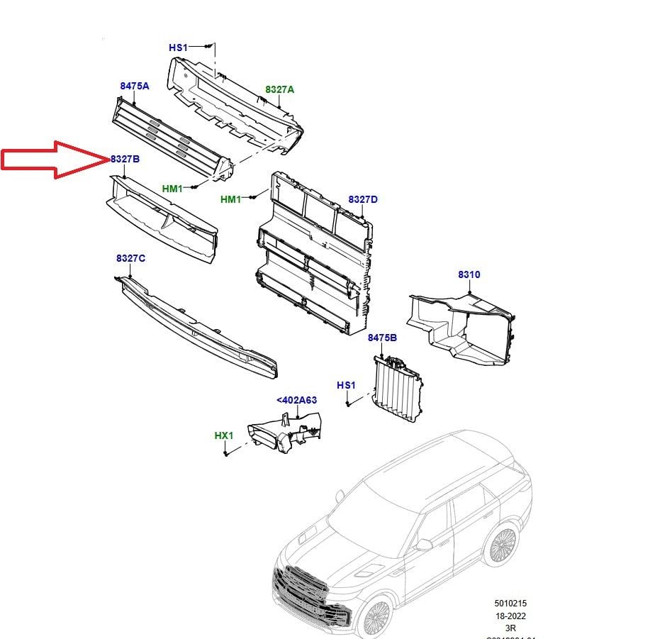 Lr168396 ön panel hava yönlendirici orta