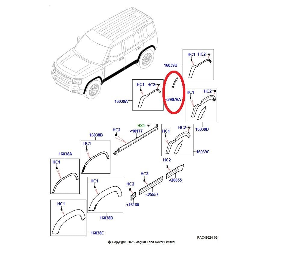 Lr178934 lr175920 arka çamurluk dodik sağ defender